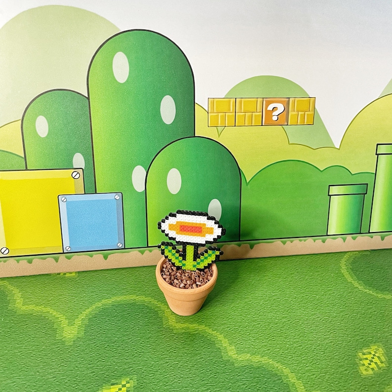 Retro Video Game Character Original Fire Flower Game Room - Etsy