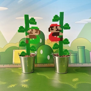 Large Retro Mario and Luigi Plant | Video Game Decor | Desk Plant ...