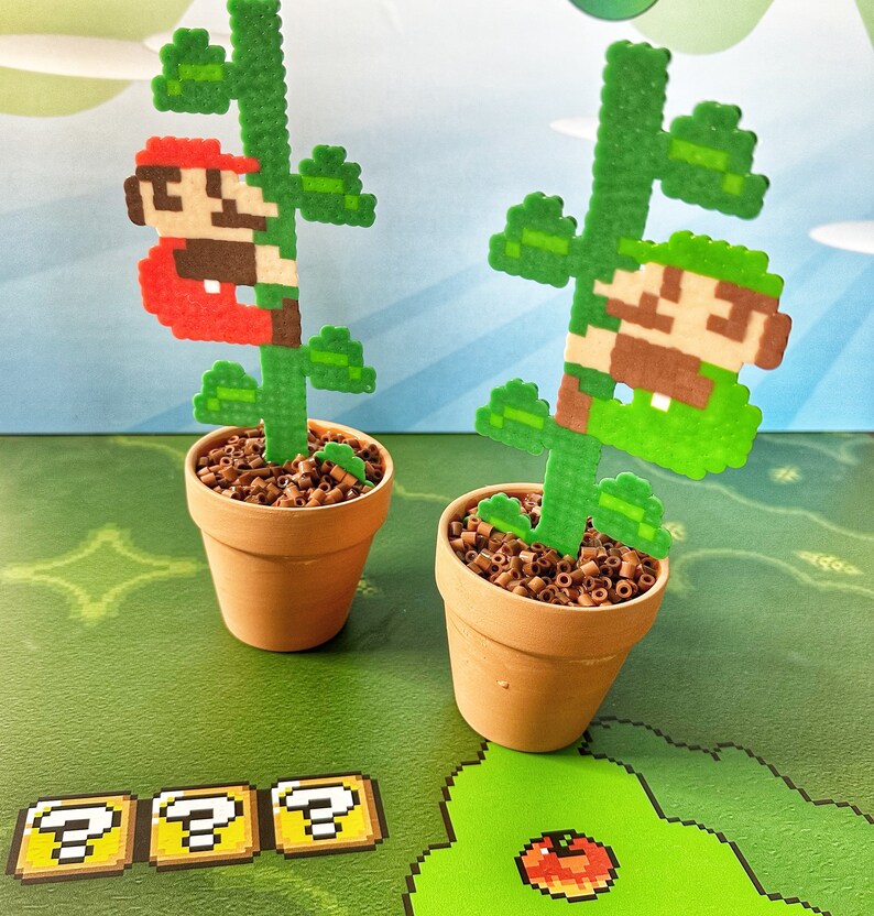 Large Retro Mario and Luigi Plant | Video Game Decor | Desk Plant ...