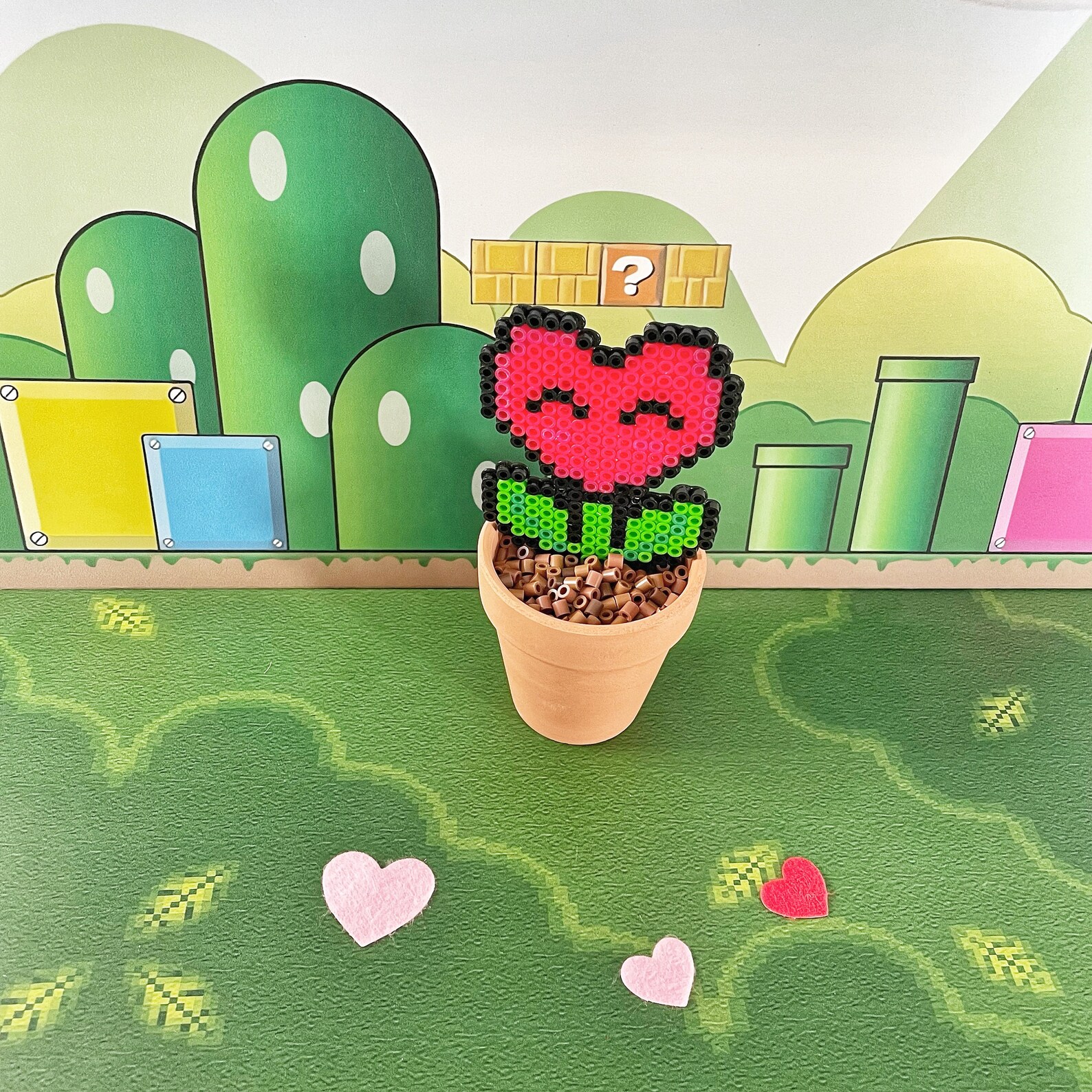 Large Retro Mario Video Game Flower | Video Game Decor | Desk Plant ...