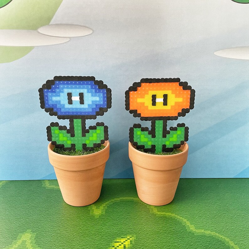 Large Super Mario Fire and Ice Flower Game Room Decor - Etsy