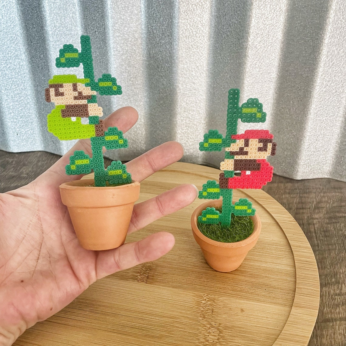 Retro Mario and Luigi Plants With Grass | Video Game Decor | Desk Plant ...