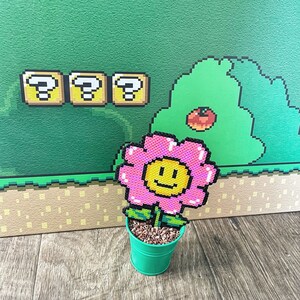 Smiley Face Flower Pixel Video Game Plant | Video Game Decor | Desk ...
