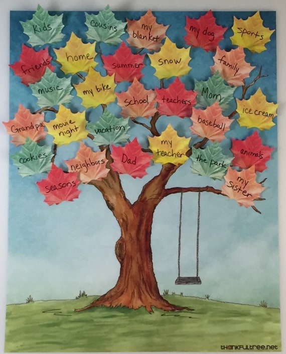 Thankful Tree Leaves 100 Post It Notes in 4 Colors Thanksgiving DIY Gratitude Craft Etsy Canada