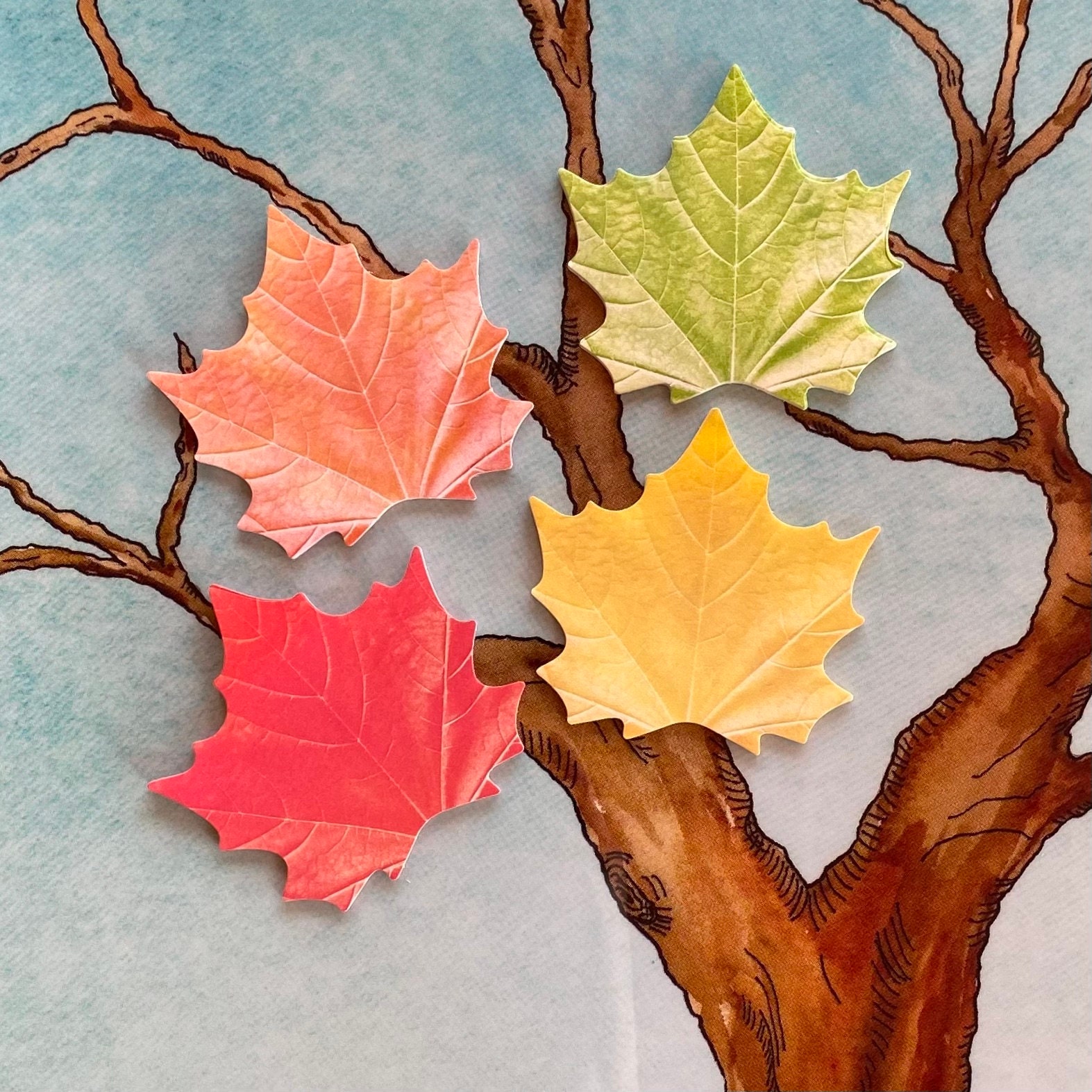 Thankful Tree Leaf Shaped Sticky Notes - Green - Etsy