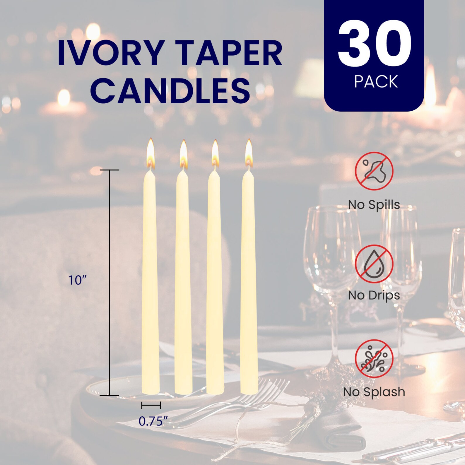 Stick Candles Taper Candles Ivory 30-pack - Etsy