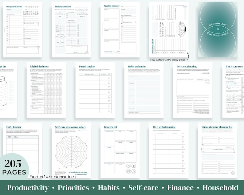 2026 ADHD Printable Planner (forest Green) Daily Focus Friend, Audhd ...