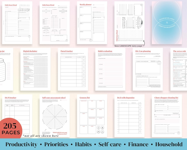 2026 ADHD Printable Planner (sorbet) Daily Focus, Habit Tracker (PDF ...