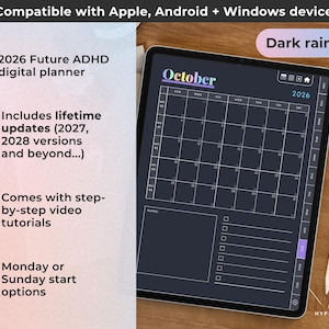 2026 ADHD Digital Planner (dark Rainbow): Self-care and Habit Tracker ...