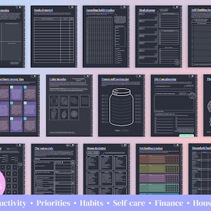 2026 ADHD Digital Planner (dark Rainbow): Self-care and Habit Tracker ...