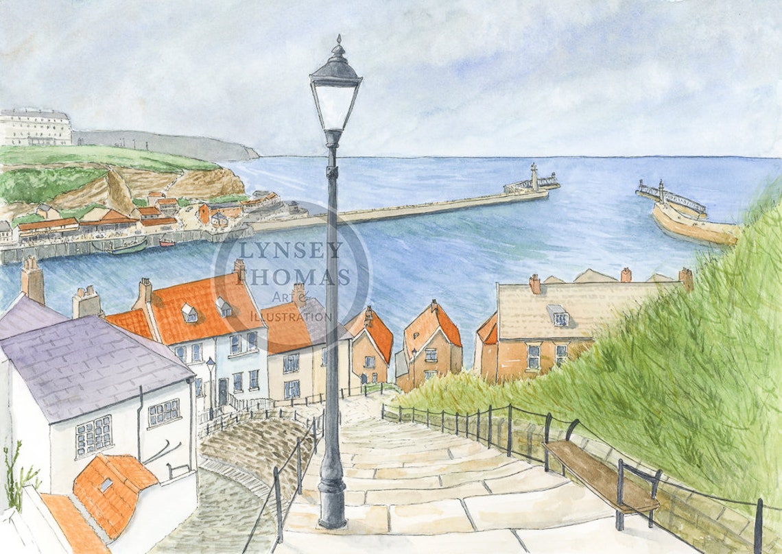 Whitby 199 Steps Giclée Watercolour Print North Yorkshire - Etsy