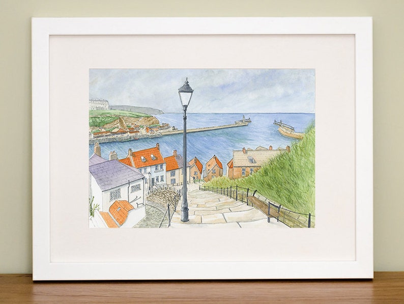 Whitby 199 Steps Giclée Watercolour Print North Yorkshire - Etsy Denmark