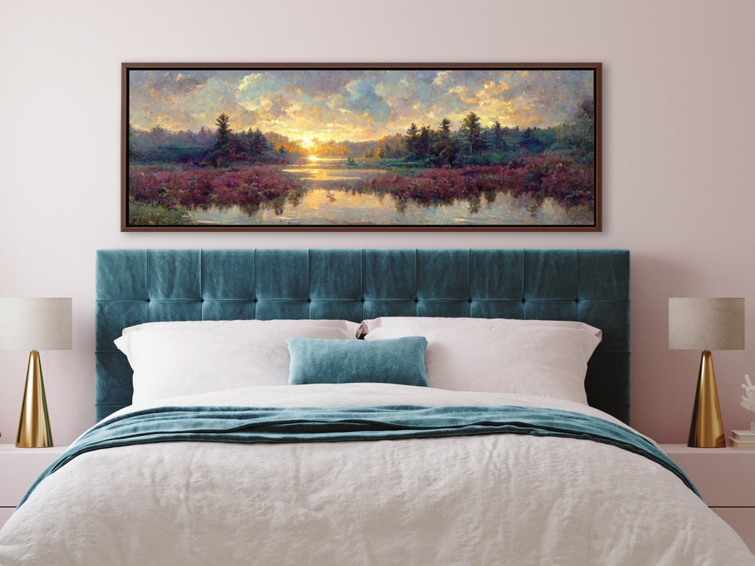 Forest Lake Sunset Canvas Print | Rustic Cabin Wall Decor | Golden Hour ...