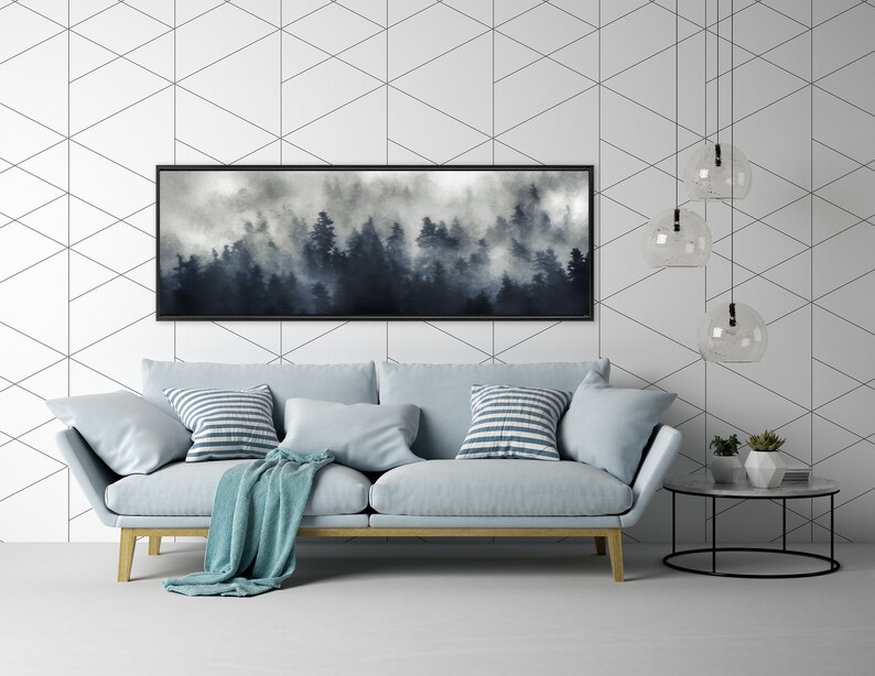 Foggy Mountain Forest Landscape Oil Painting on Canvas | Etsy