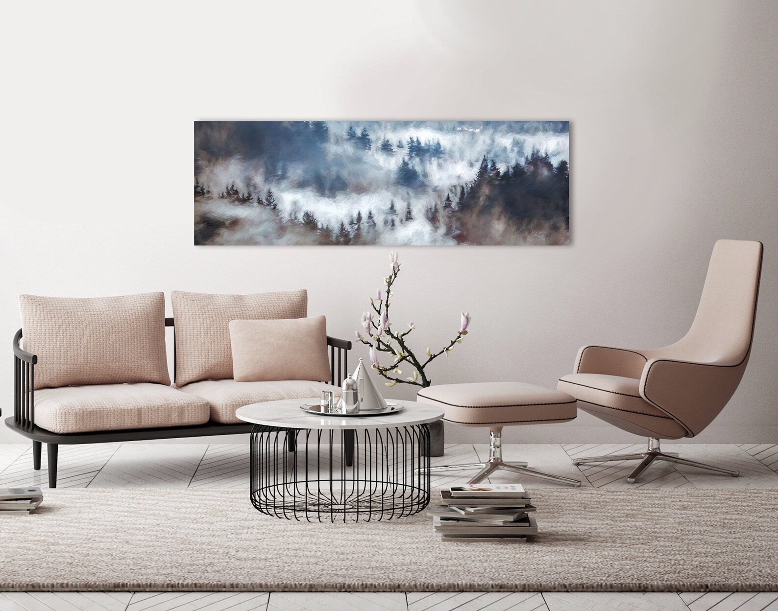 Foggy Mountain Autumn Forest Oil Landscape Painting on Canvas - Etsy