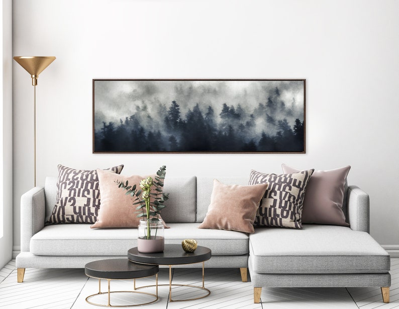 Foggy Mountain Forest Landscape Oil Painting on Canvas | Etsy