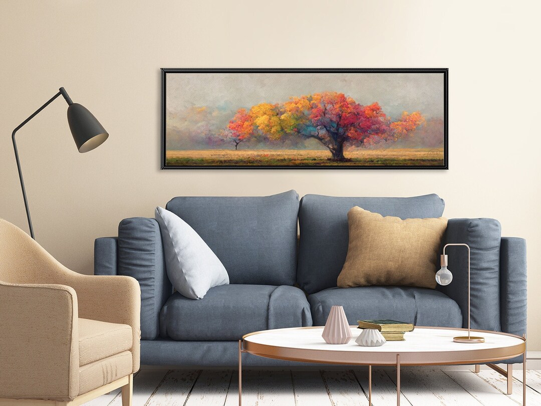 Fall Lone Tree Art, Oil Landscape Painting on Canvas by Mela Large ...