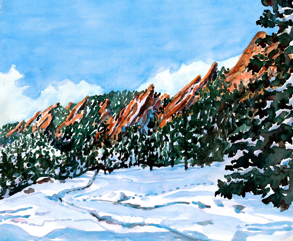 Boulder Flatirons in Snow - Mountain Landscape - Fine Art Print - Etsy