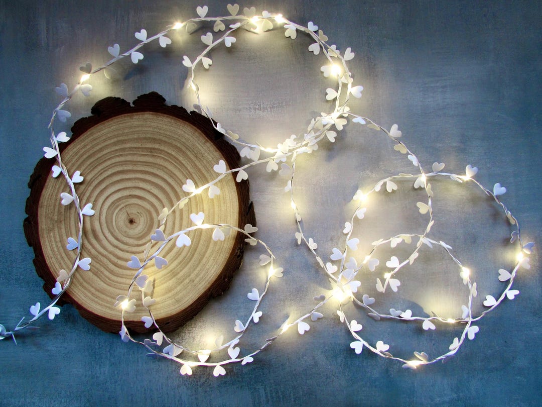 White Mini Hearts String Lights, Love Heart Fairy Lights, Romantic ...