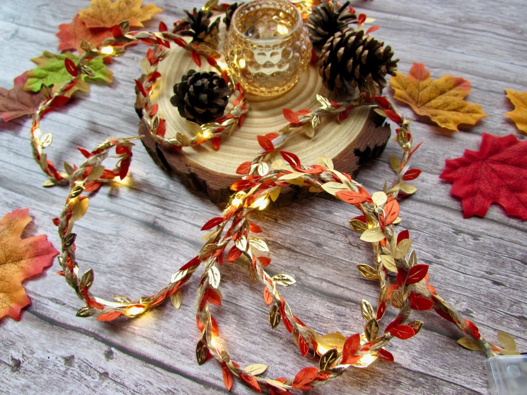 Rustic Autumn Garland String Lights. Fairy Lights Fall Decor. Autumn ...