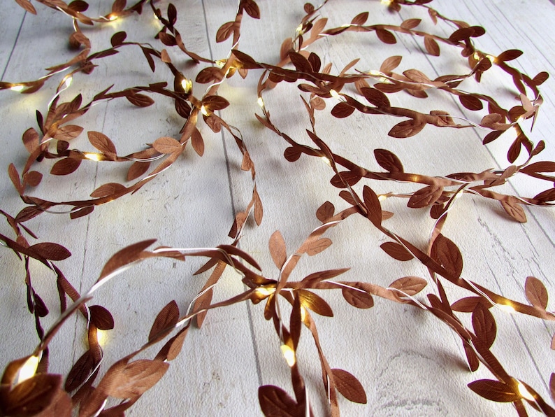 Brown Leaf Fairy Lights. Autumn String Lights. Rustic Fall Home Decor ...