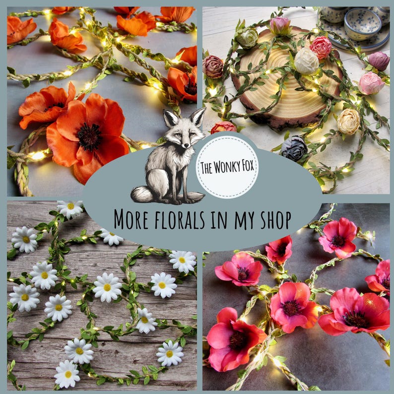 Red Poppy Flower Fairy Lights. Boho Floral String Lights Garland ...