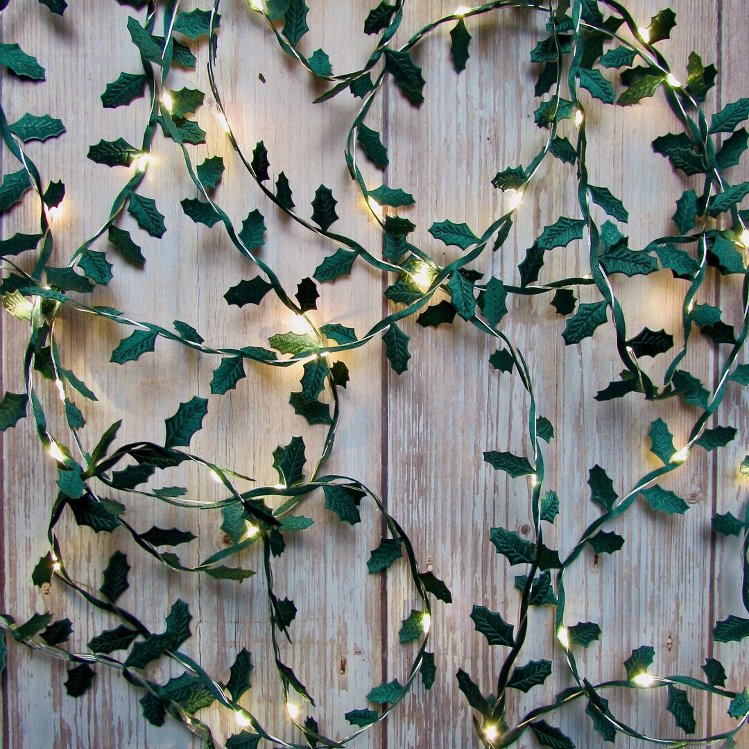 Mini Holly Fairy Lights. Christmas Lights Decoration, Green Leaf LED ...