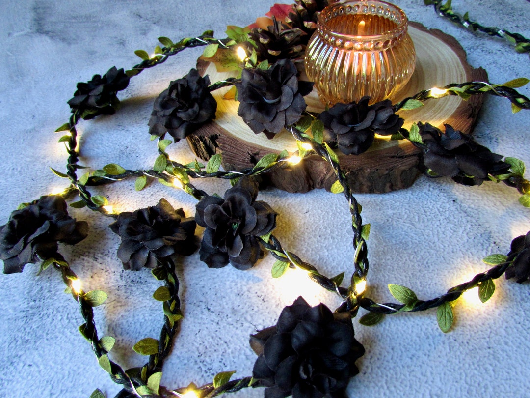 Black Roses Gothic String Lights. Dark Academia Decor. Twinkle Fairy ...