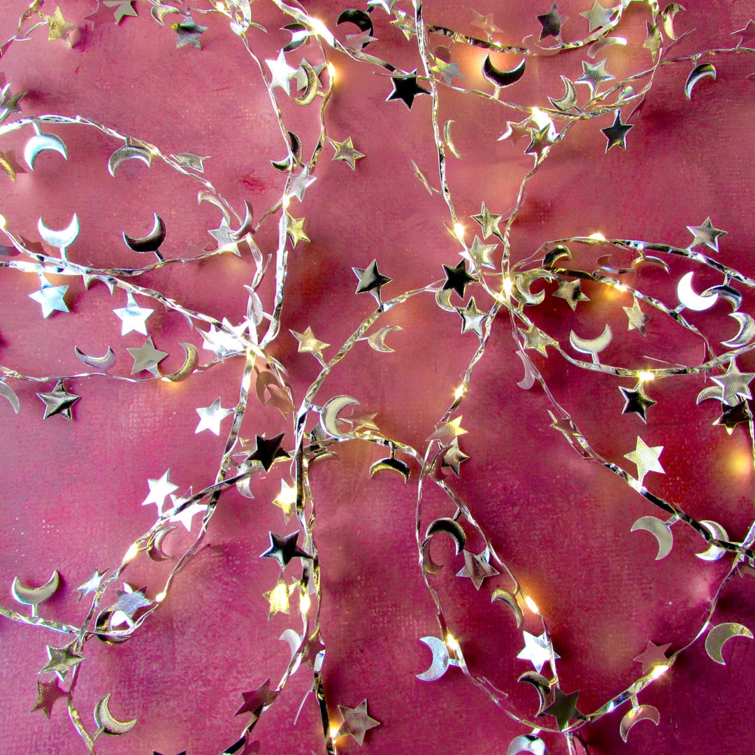 Moon & Stars Fairy Lights. Silver String Lights. Fantasy Lighting ...