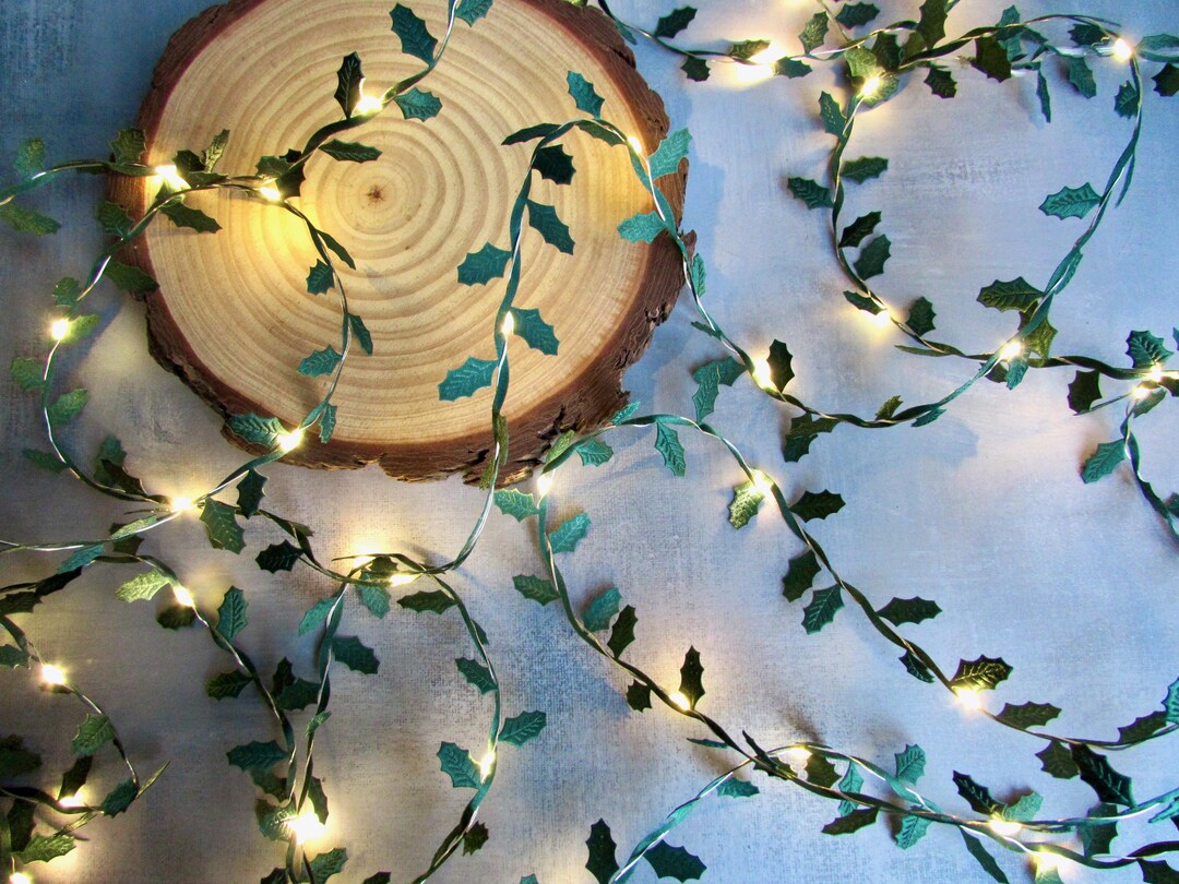 Mini Holly Fairy Lights. Christmas Decor String Lights. Green Winter ...