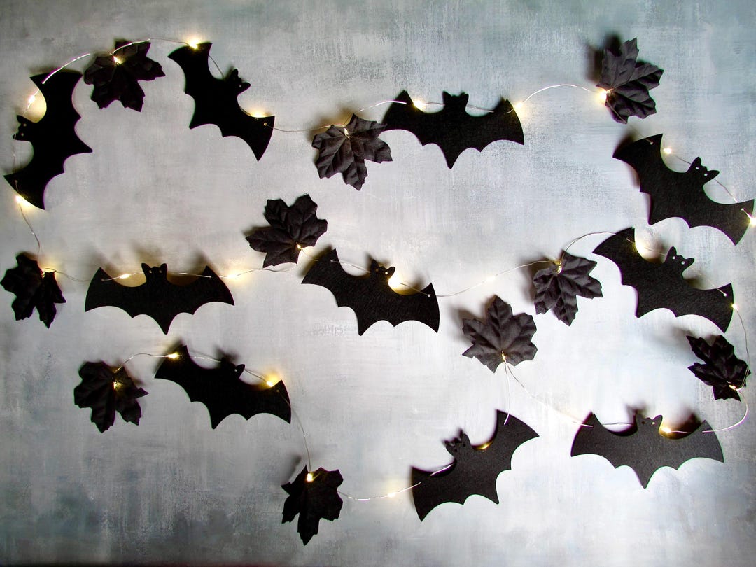 Felt Black Bat Fairy Lights. Halloween String Lights, Gothic Autumn ...