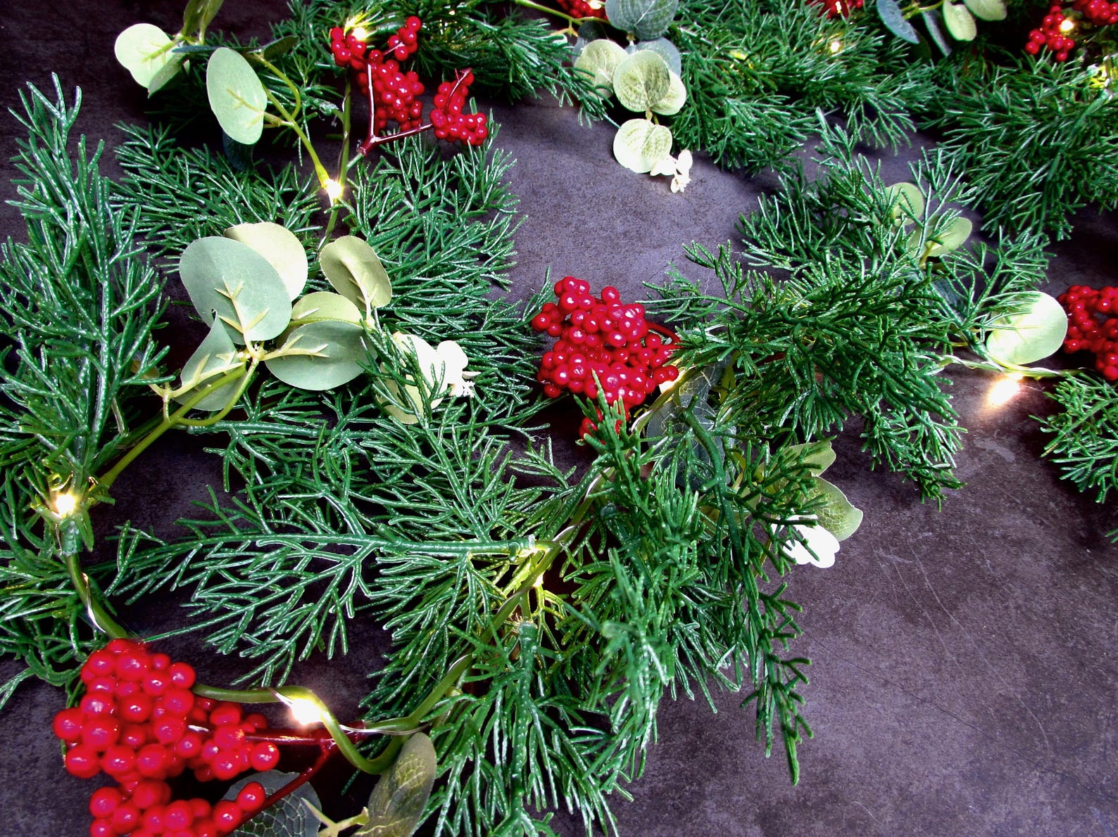 Christmas Conifer Red Berry Fairy Lights. Festive String Lights ...