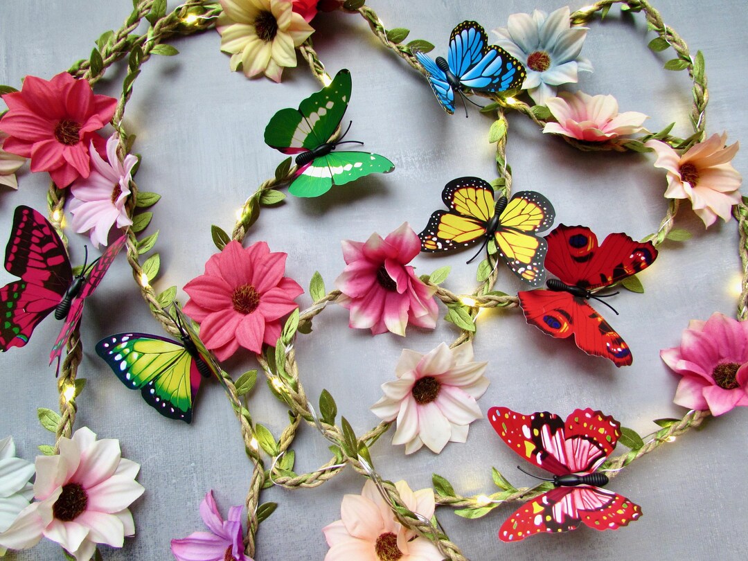Butterfly Flower Fairy Lights. Floral String Lights Garland, Summer Dining, Birthday Party ...
