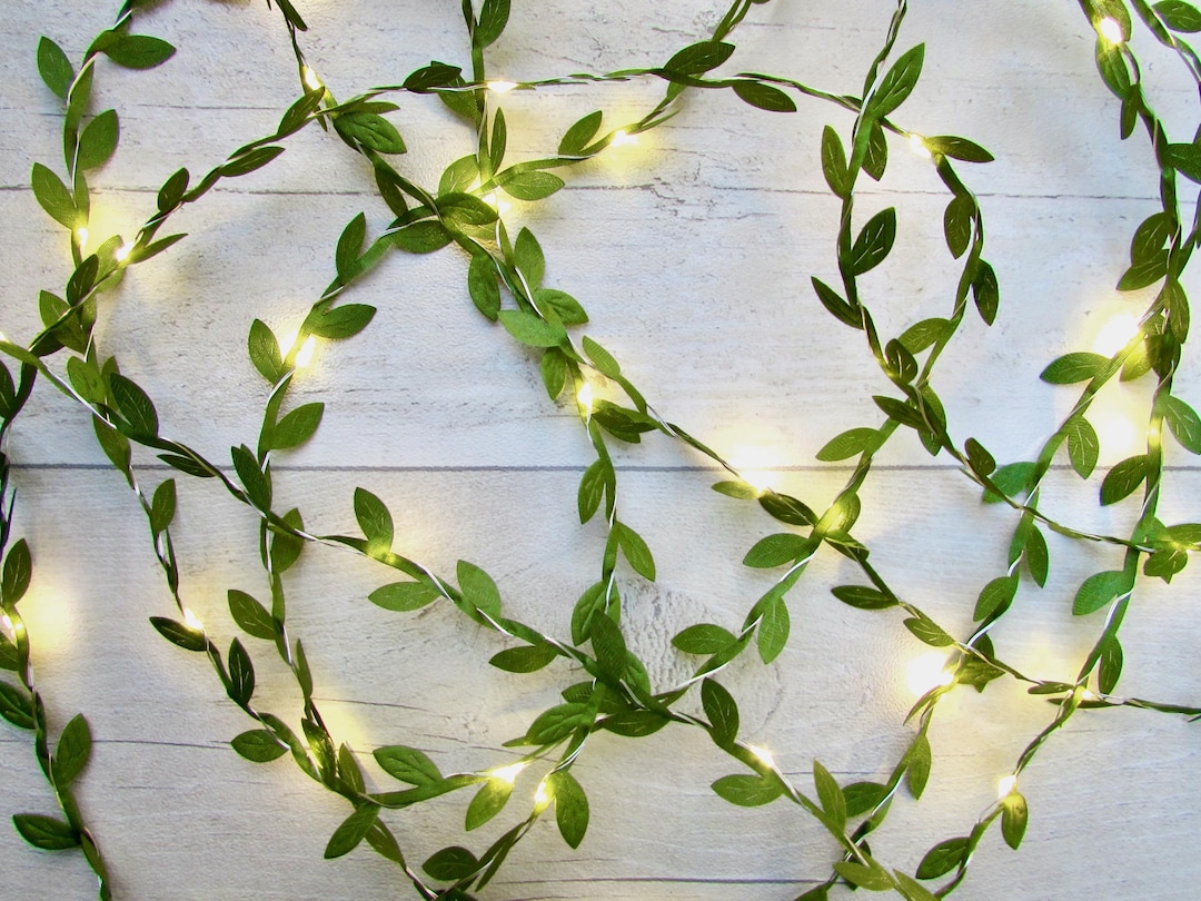 Green Leaf String Lights, Lit Garland Fairy Lights. Indoor LED Lights ...
