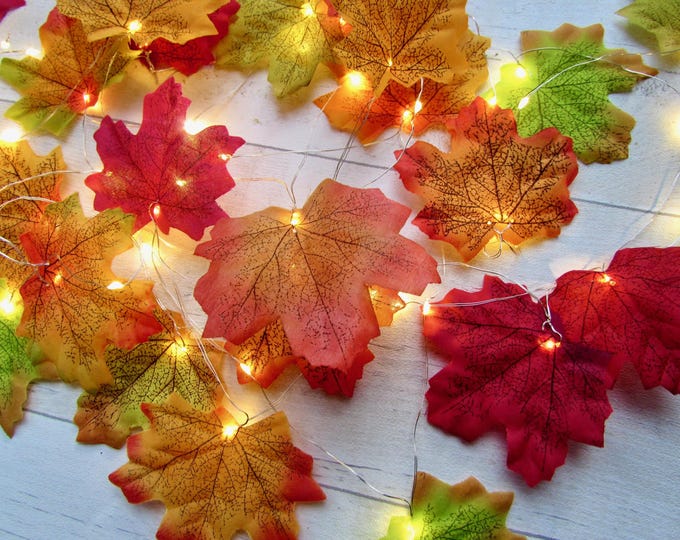 Brown Leaf Fairy Lights - Rustic Wedding Decor - Woodland Table ...