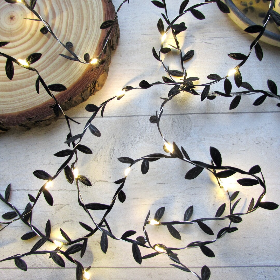 Black Leaf Fairy Lights. LED String Lights. Witchy Woodland Home Decor ...