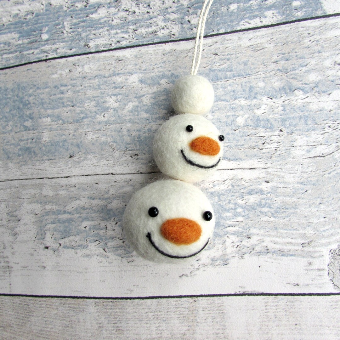 Christmas Snowman Bauble and Garland. Felt Tree Ornaments. Wool Felt ...