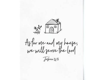 Joshua 24:15 as for Me and My House We Will Serve the Lord // - Etsy