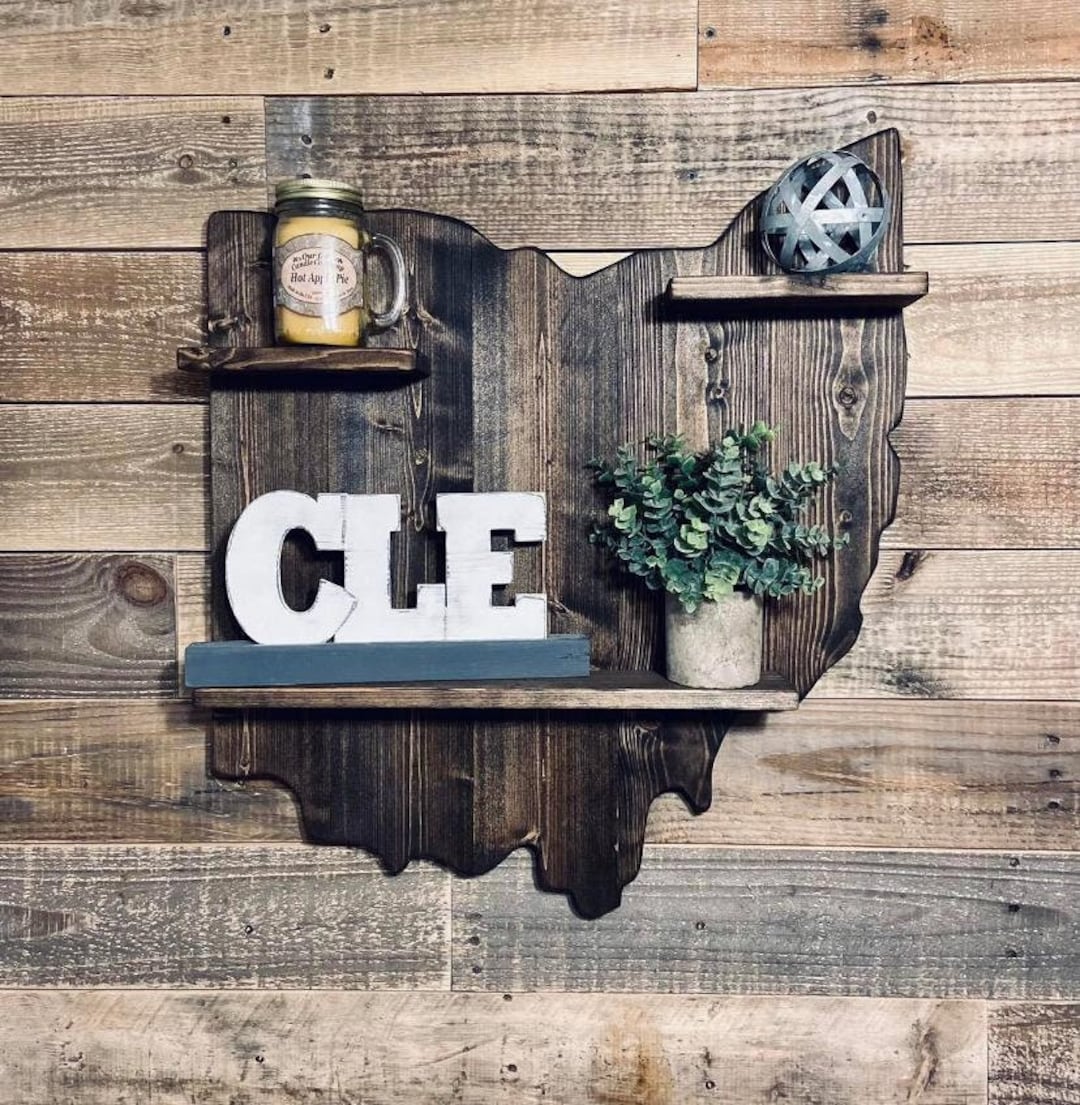 Ohio Shelf, Ohio Decor. Rustic Decor, Mancave, Cleveland, Columbus ...