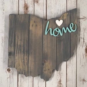 Ohio cut out with 3D home and heart ohio wood cut out | Etsy