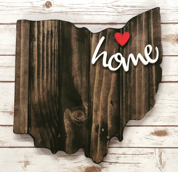 Ohio Cut Out With 3D Home and Heart Ohio Wood Cut Out | Etsy