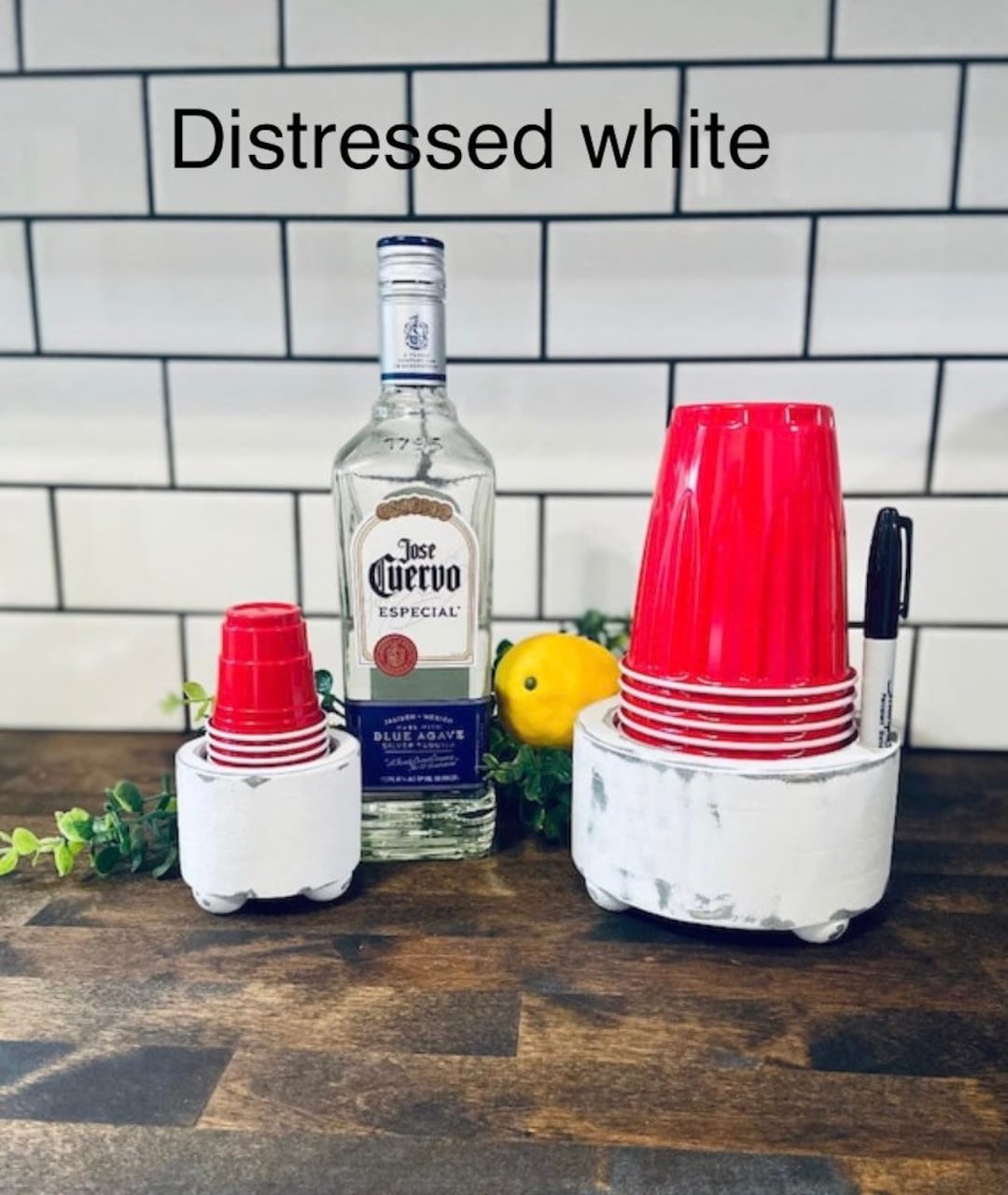 Farmhouse Cup and or Shot Glass Holder, Cup Holder, White Distressed ...