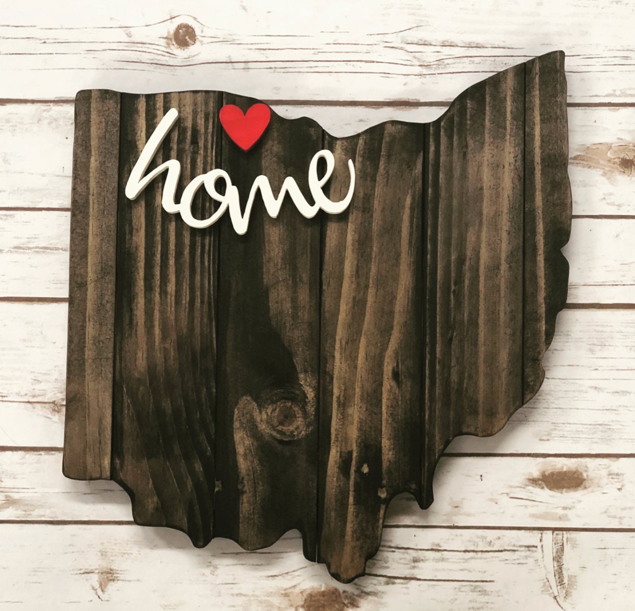 Ohio cut out with 3D home and heart ohio wood cut out | Etsy