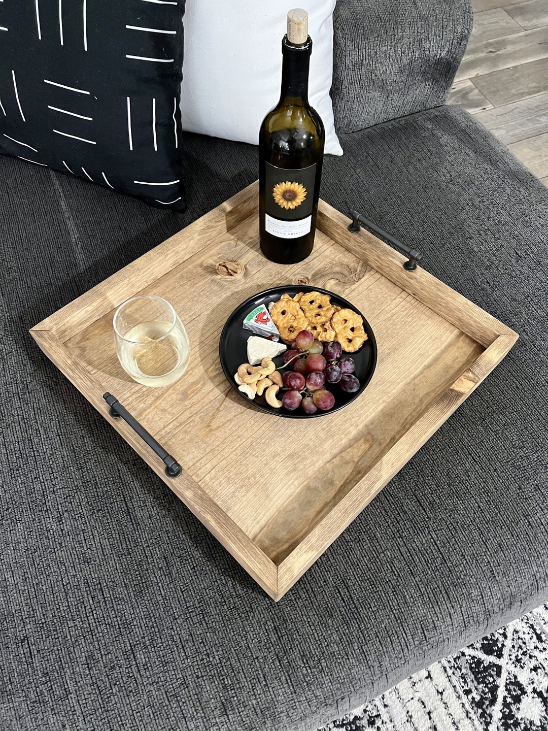 Handmade Wood Ottoman Tray With Handles: Coffee Table Decor - Etsy