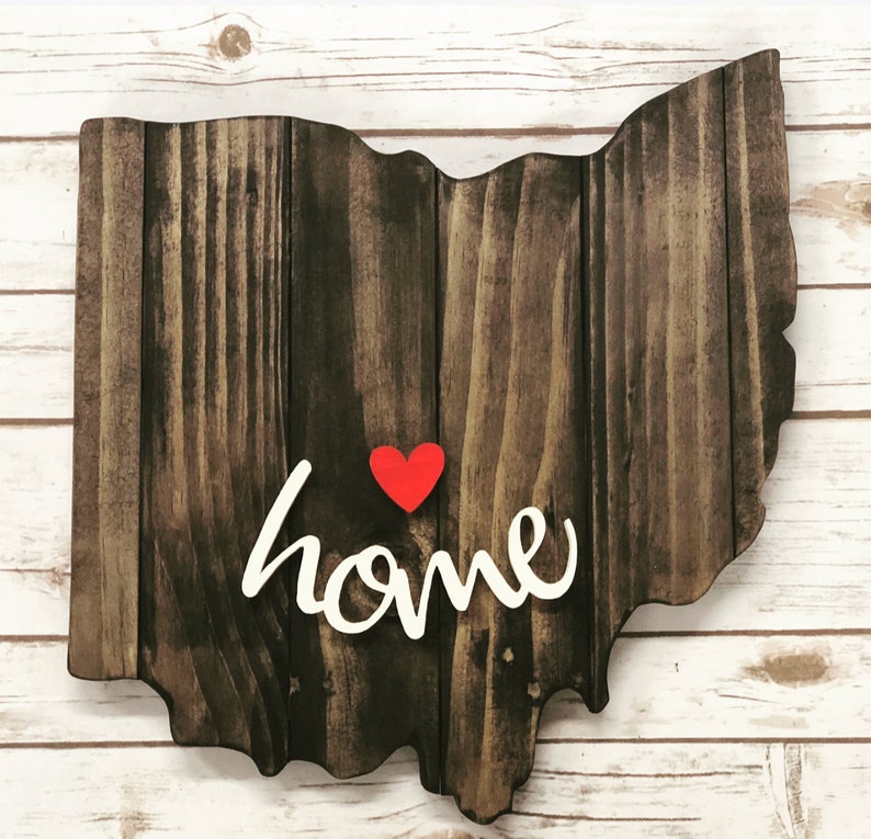 Ohio Cut Out With 3D Home and Heart Ohio Wood Cut Out - Etsy