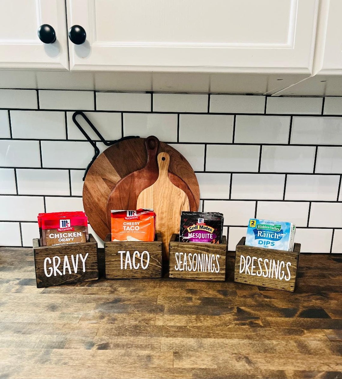 Personalized Wooden Seasoning Packet Organizer: Farmhouse Pantry ...