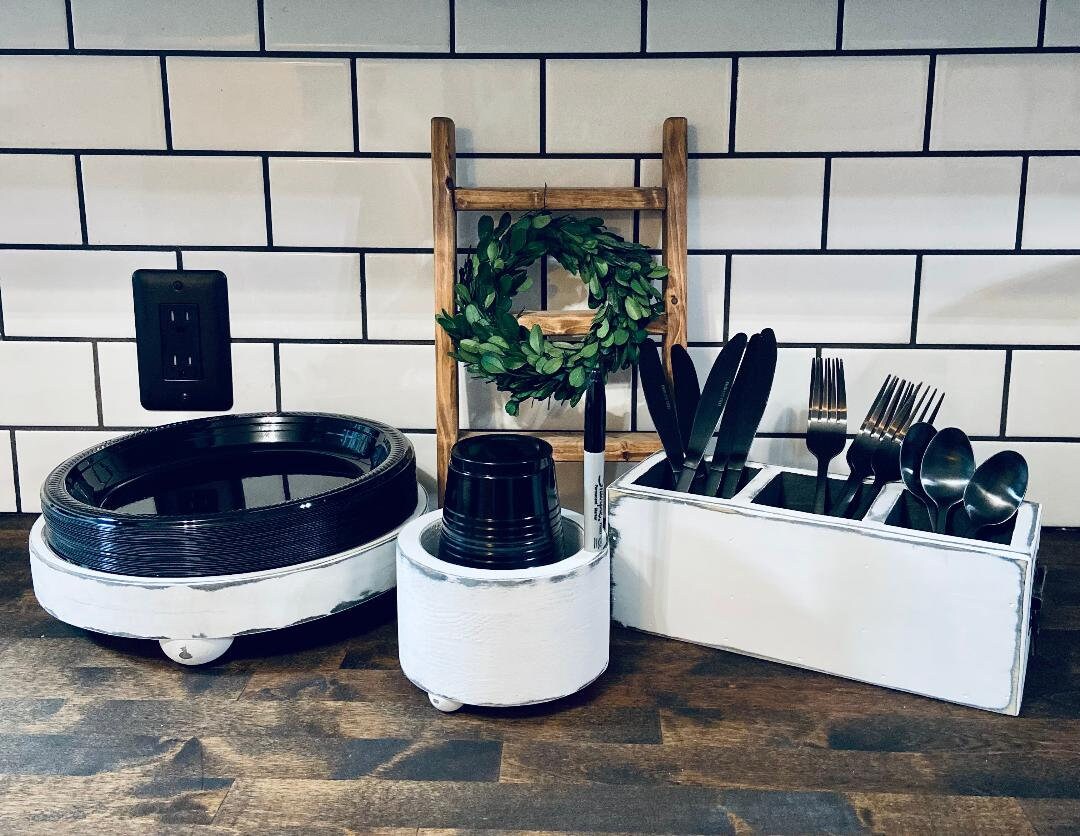 Farmhouse Silverware Holder, Plate or Cup Holder, Cup Holder, Wood ...