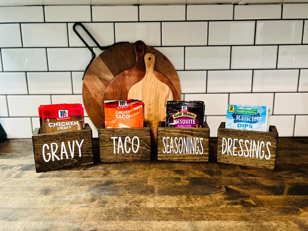 Personalized Wooden Seasoning Packet Organizer: Farmhouse Pantry ...