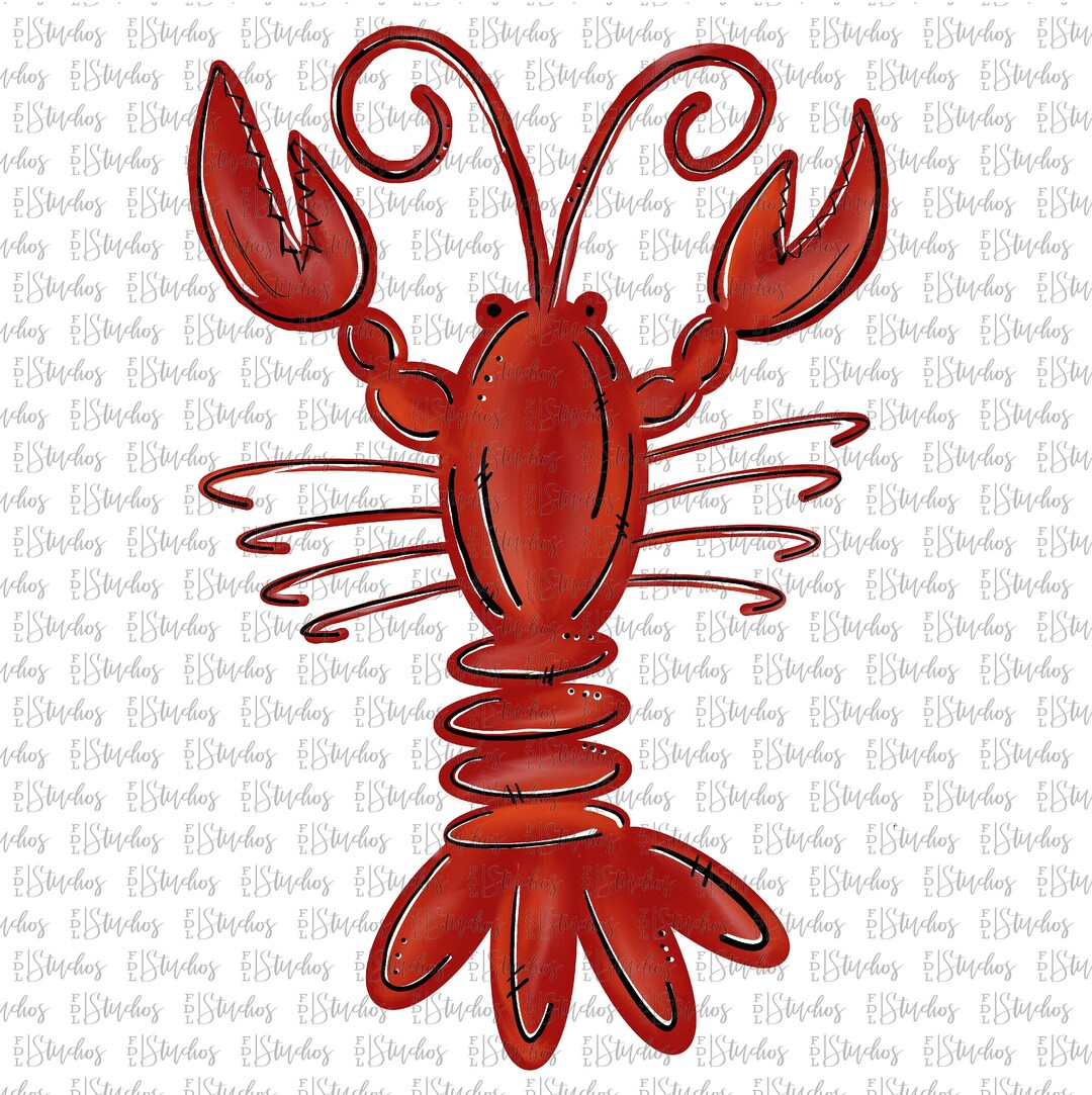 Crawfish, DIGITAL DOWNLOAD, Red Crawfish, Hand Drawn Crawfish, Crawfish ...