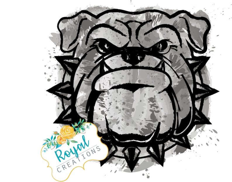 Watercolor Bulldog Sublimation Design School Mascot Grey - Etsy